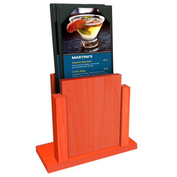 Menu Solutions WDMS-RI Mandarin Wood Menu Holder with 4" x 6" Sheet ...