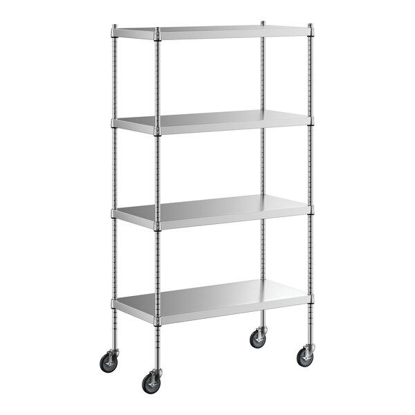 Regency Spec Line 18" x 36" x 70" NSF Stainless Steel Solid Mobile 4-Shelf Kit