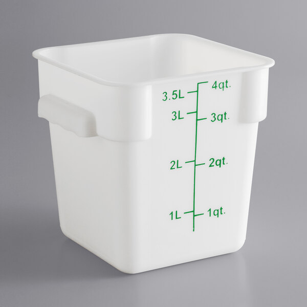 Choice 4 Qt. White Square Polypropylene Food Storage Container with ...