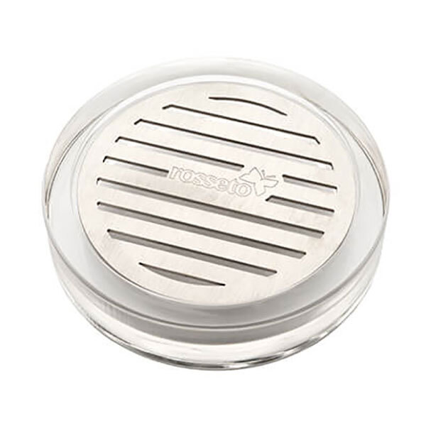 Rosseto LD127 Acrylic / Stainless Steel Round Drip Tray - 4" x 4" x 1"