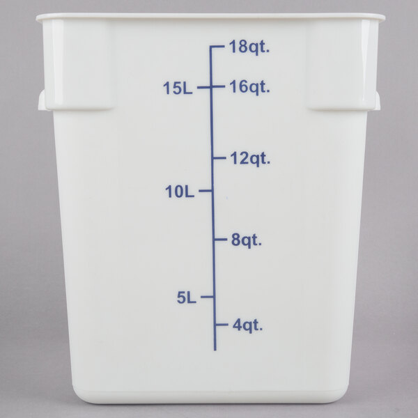 Choice 18 Qt. White Square Polypropylene Food Storage Container with ...