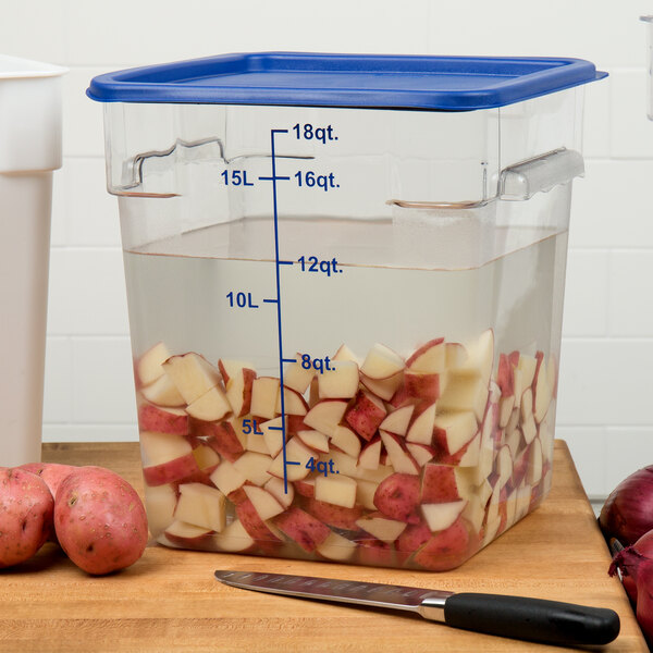 Choice 18 Qt. Clear Square Polycarbonate Food Storage Container with ...