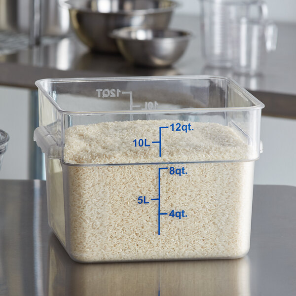 Choice 12 Qt. Clear Square Polycarbonate Food Storage Container