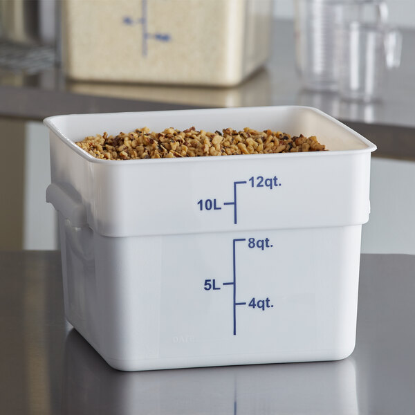Choice 12 Qt. White Square Polypropylene Food Storage Container with ...