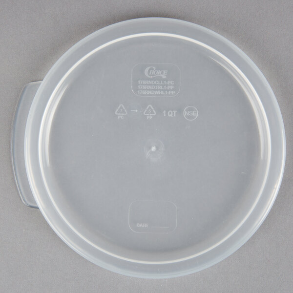 Choice 1 Qt. Translucent Round Polypropylene Food Storage Container Lid