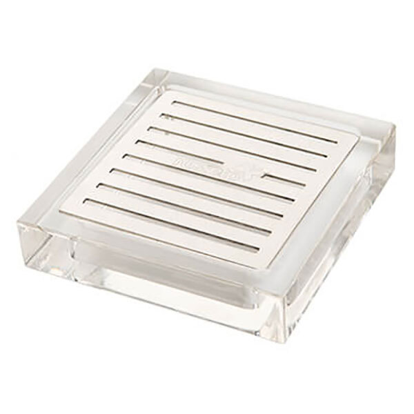 Rosseto LD108 Acrylic / Stainless Steel Square Drip Tray - 4 1/4" x 4 1 ...