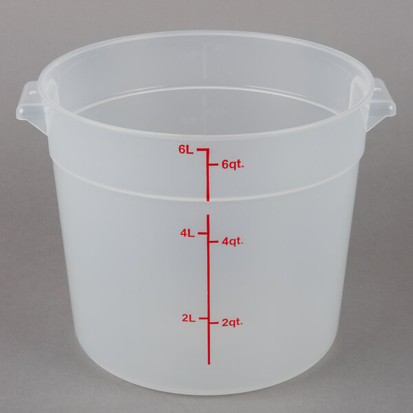 Choice 6 Qt. Translucent Round Polypropylene Food Storage Container ...
