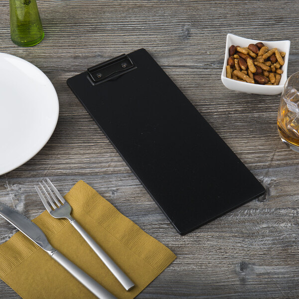 Menu Solutions WDCLIP-BA Black 4 1/4" x 11" Customizable Wood Menu Clip ...