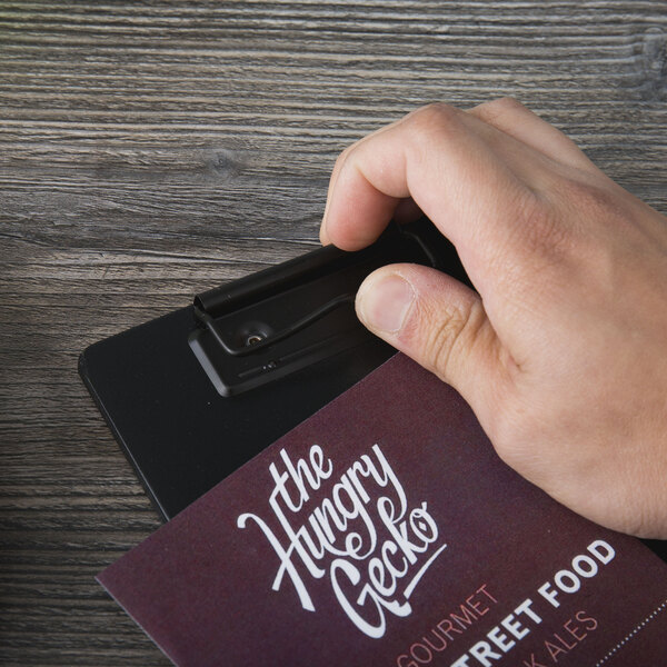 Menu Solutions WDCLIP-BA Black 4 1/4" x 11" Customizable Wood Menu Clip ...