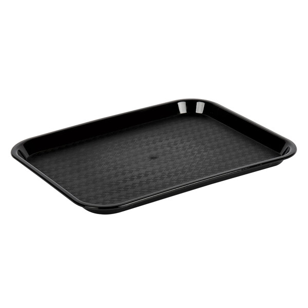 Choice 10" x 14" Black Plastic Fast Food Tray - 12/Pack