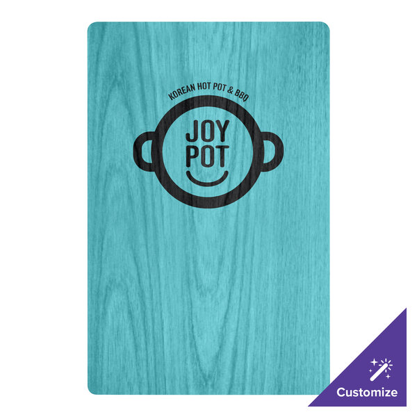 Menu Solutions WDPIX-A Sky Blue 5 1/2" x 8 1/2" Customizable Wood Menu ...