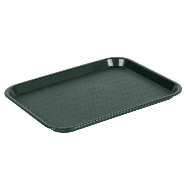 Choice 10" x 14" Forest Green Plastic Fast Food Tray - 12/Pack