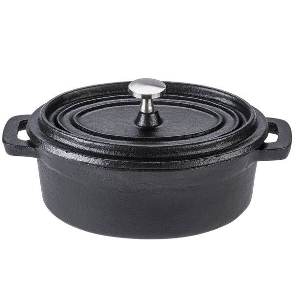 Libbey CIS-27 11 oz. Mini Cast Iron Oval Dutch Oven - 12/Case