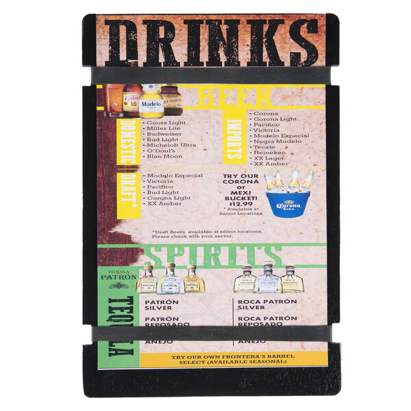 Menu Solutions WDRBB-A Black 5 1/2" x 8 1/2" Customizable Wood Menu ...