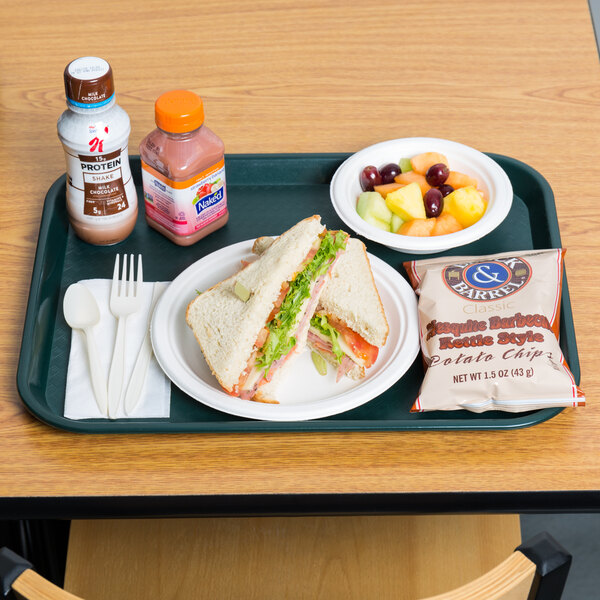 Choice 14" x 18" Forest Green Plastic Fast Food Tray