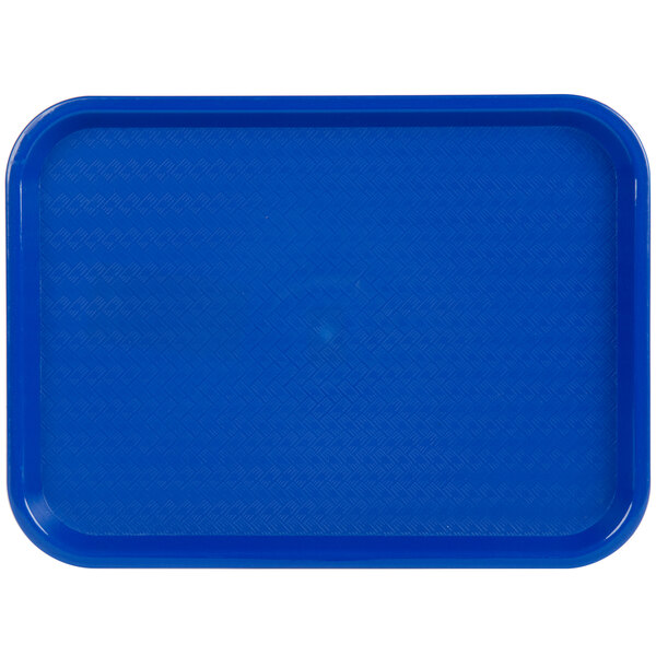 Choice 12" x 16" Blue Plastic Fast Food Tray - 12/Pack