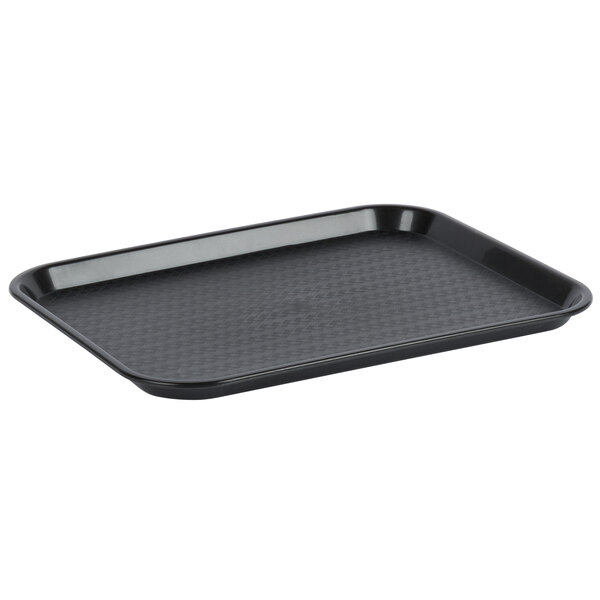 Choice 14" x 18" Black Plastic Fast Food Tray - 12/Pack