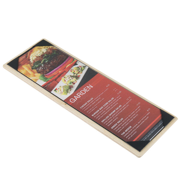 Menu Solutions WDPIX-BD Natural 4 1/4" x 14" Customizable Wood Menu ...
