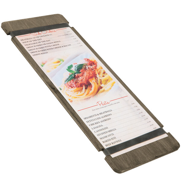 Menu Solutions WDRBB-BA Weathered Walnut 4 1/4" x 11" Customizable Wood ...