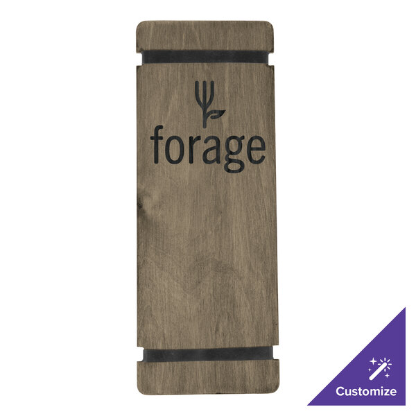 Menu Solutions WDRBB-BA Weathered Walnut 4 1/4" x 11" Customizable Wood ...