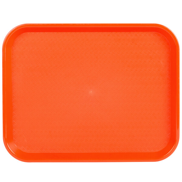 Choice 14" x 18" Orange Plastic Fast Food Tray - 12/Pack