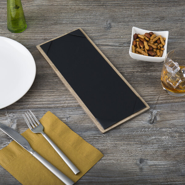 Menu Solutions WDSTR-BD Natural 4 1/4" x 14" Customizable Wood Menu ...