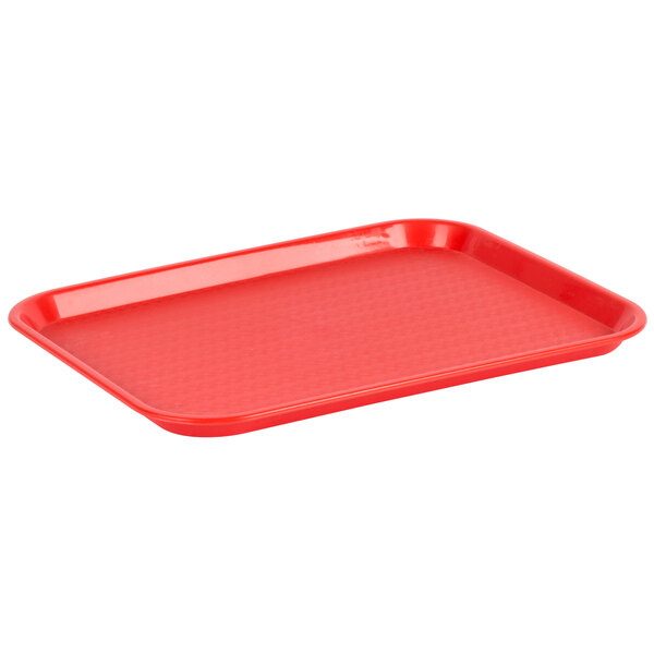 Choice 14" x 18" Red Plastic Fast Food Tray - 12/Pack