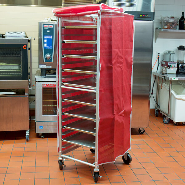 Curtron SUPRO-BM-R Red Supro Breathable Mesh Bun / Sheet Pan Rack Cover ...