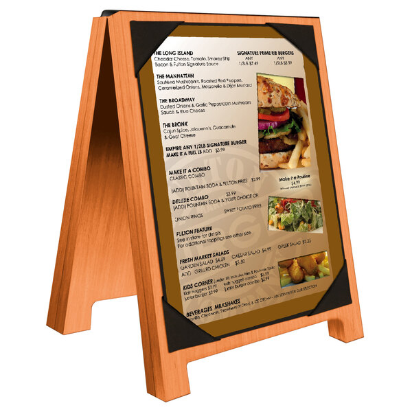 Menu Solutions WDSD-PIX-A 4" x 6" Mandarin Wood Sandwich Menu Board ...