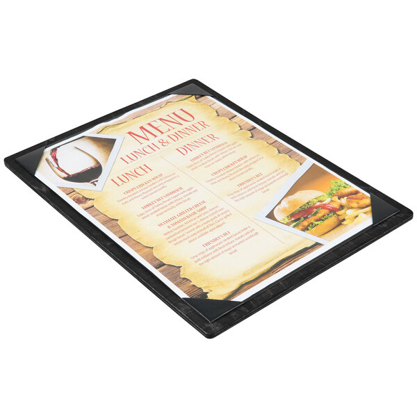 Menu Solutions WDPIX-C Black 8 1/2" x 11" Customizable Wood Menu Board ...
