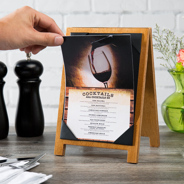 Menu Solutions WDSD-PIX-B 5" x 7" Country Oak Wood Sandwich Menu Board ...