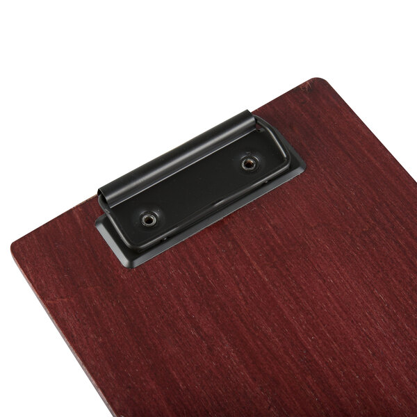Menu Solutions WDCLIP-BD Mahogany 4 1/4" x 14" Customizable Wood Menu ...