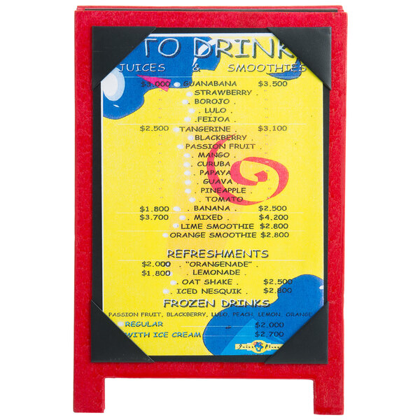 Menu Solutions WDSD-PIX-B 5" x 7" Berry Wood Sandwich Menu Board Tent ...