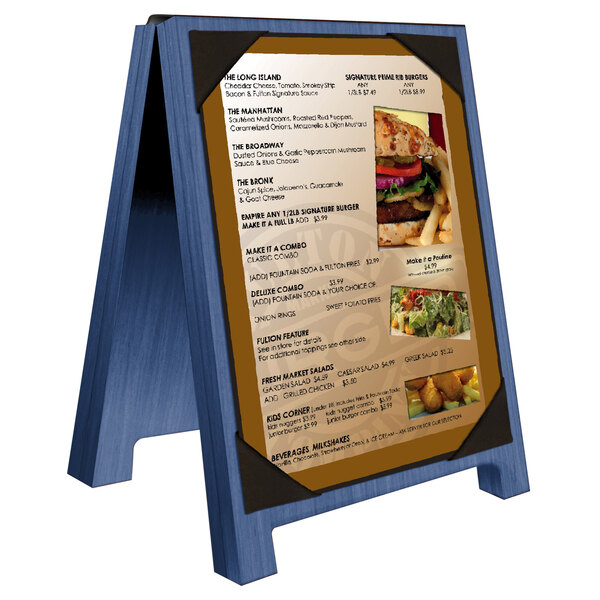 Menu Solutions WDSD-PIX-A 4" x 6" True Blue Wood Sandwich Menu Board ...