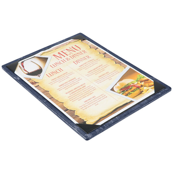 Menu Solutions WDPIX-C Denim 8 1/2" x 11" Customizable Wood Menu Board ...