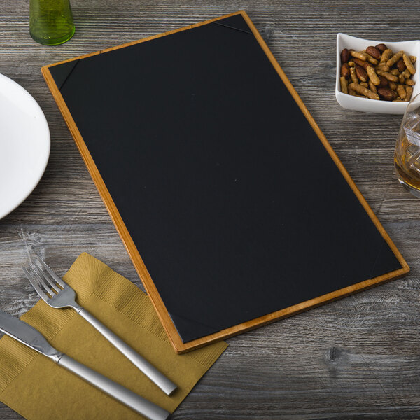 Menu Solutions WDPIX-D Country Oak 8 1/2" x 14" Customizable Wood Menu ...