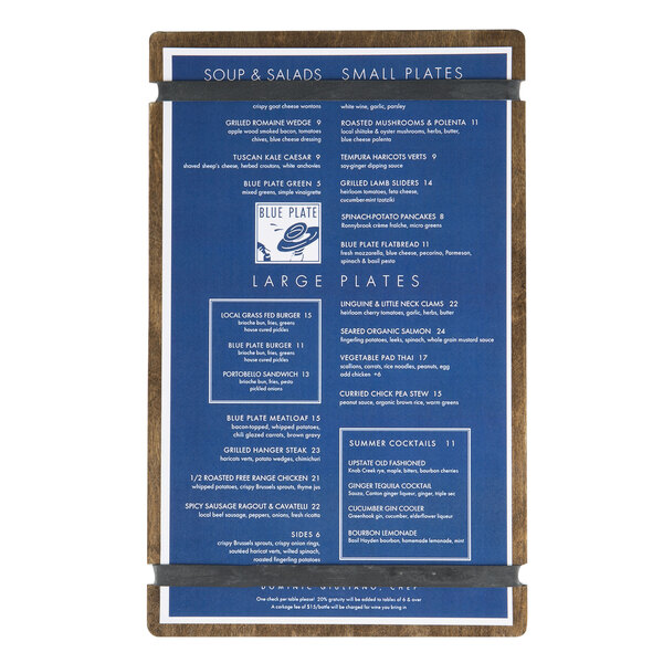 Menu Solutions WDRBB-D Walnut 8 1/2" x 14" Customizable Wood Menu Board ...