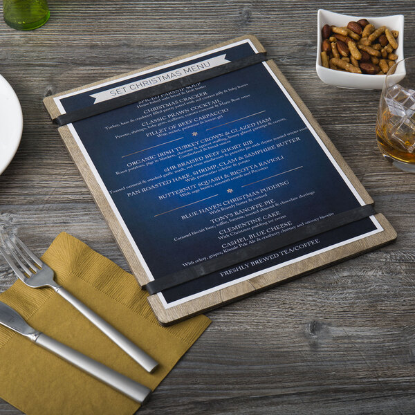 Menu Solutions WDRBB-C Weathered Walnut 8 1/2" x 11" Customizable Wood ...