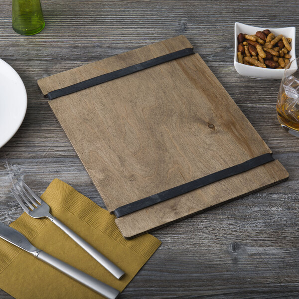 Menu Solutions WDRBB-C Weathered Walnut 8 1/2" x 11" Customizable Wood ...