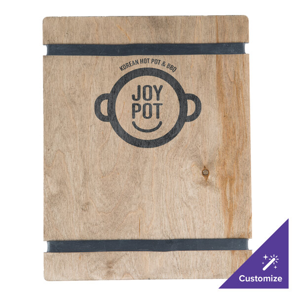 Menu Solutions WDRBB-C Weathered Walnut 8 1/2" x 11" Customizable Wood ...