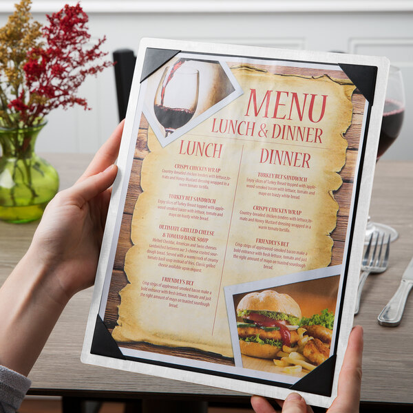 Menu Solutions WDPIX-C White Wash 8 1/2" x 11" Customizable Wood Menu ...