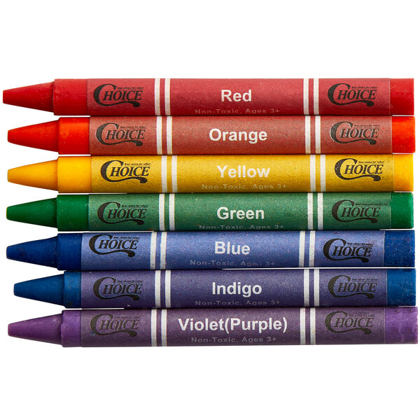 Choice 24 Assorted Colors Bulk School Crayons Pack in Print Box - 50/Case