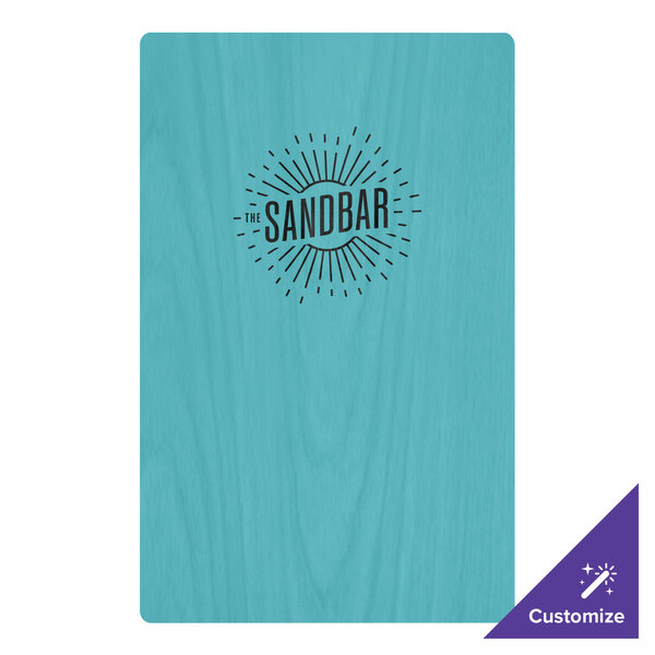 Menu Solutions WDPIX-D Sky Blue 8 1/2" x 14" Customizable Wood Menu ...