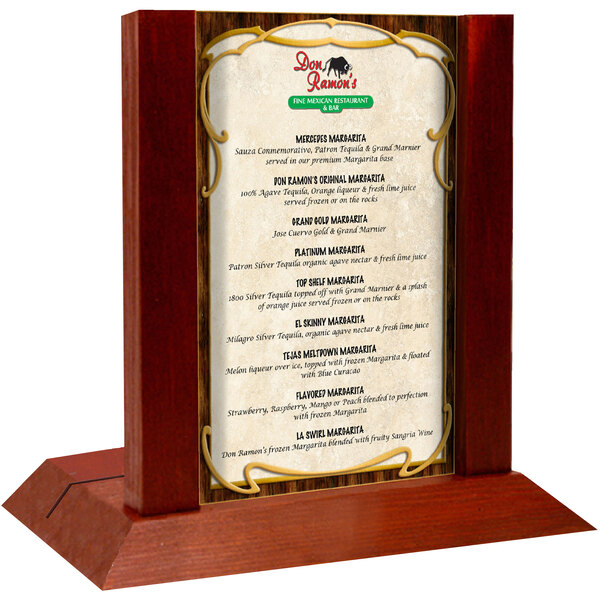 Menu Solutions WDAFR-B Mahogany Wood Menu Holder / Tent with 5" x 7 ...