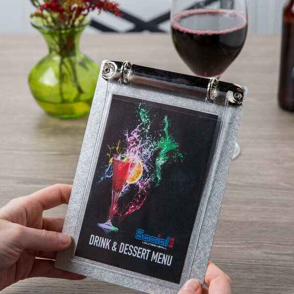 Menu Solutions AT1102RA Alumitique 4" x 6" Two-Ring Aluminum Menu Board ...