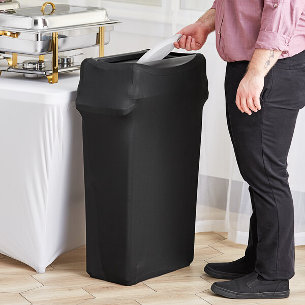 Snap Drape CN420WC23014 Contour Cover 23 Gallon Slim Jim Black Spandex ...