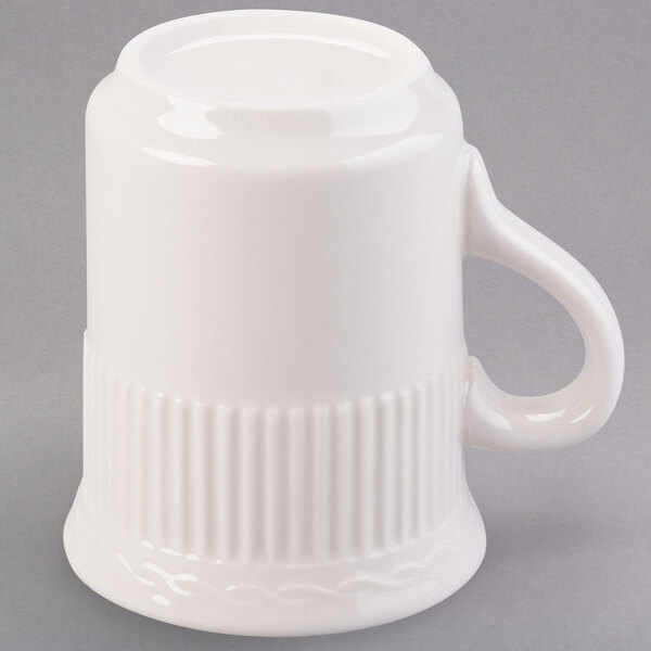 8 oz. Ivory (American White) Embossed Rim China Mug - 36/Case