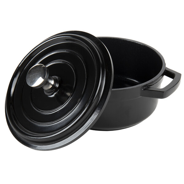GET Heiss 8 oz. Black Enamel Coated Cast Aluminum Mini Round Coated ...