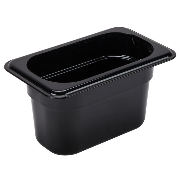 Cambro 94CW110 Camwear 1/9 Size Black Polycarbonate Food Pan - 4" Deep