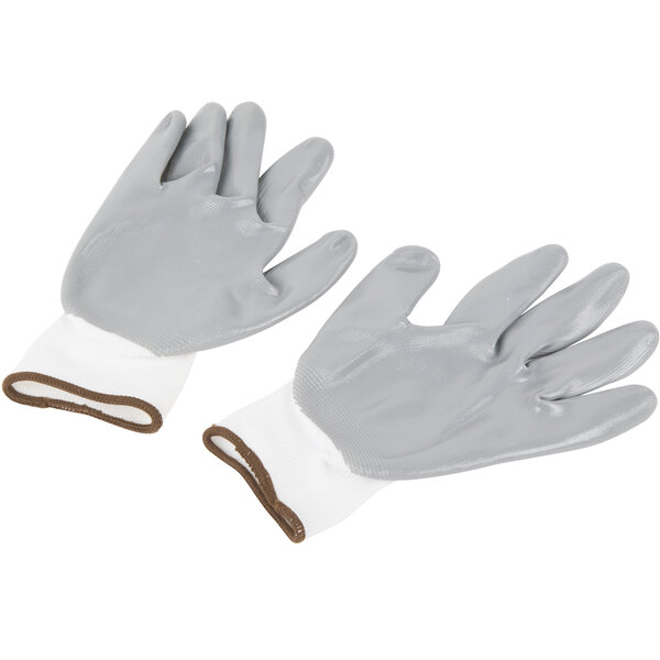 Cordova Cor-Touch II White Polyester Gloves with Gray Flat Nitrile Palm ...